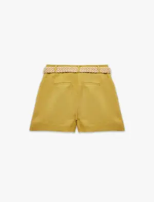 Koton Linen Blend High Rise Pleated Shorts With Belt