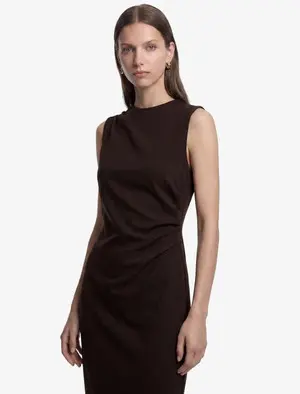 Koton Draped Crew Neck Sleeveless Midi Dress