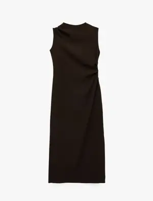Koton Draped Crew Neck Sleeveless Midi Dress