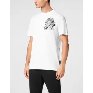 PLEIN SPORT Cotton T-shirt Round Neck Ss Tiger - White/black