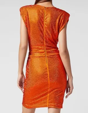 Philipp Plein Shoulder Pad Mini Dress Stones