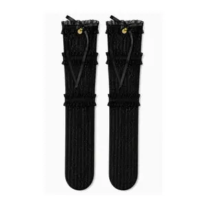 ADIBA Ribbon Lace Socks - Black