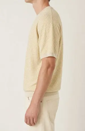 MODENAIRE Textured Knit Short Sleeve Crewneck Sweater