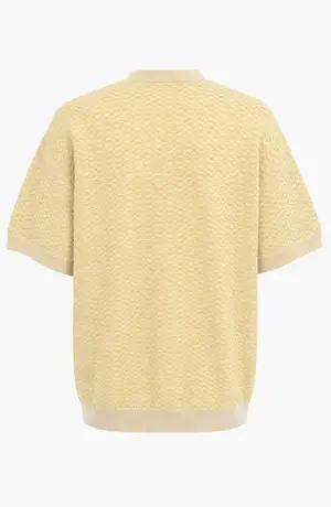 MODENAIRE Textured Knit Short Sleeve Crewneck Sweater
