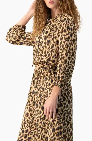 IVONNE Cropped Animal-print Lace-up Blouse