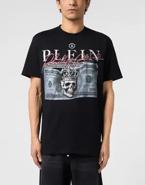 Philipp Plein Round Neck T-shirt Dollar Signature - Black