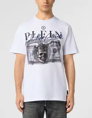 Philipp Plein Round Neck T-shirt Dollar Signature - White