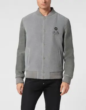 Philipp Plein College Bomber Jacket Ls Plein Club - Grey