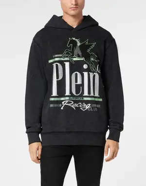 Philipp Plein Hoodie Sweatshirt Ls Racing Club - Black/turquoise