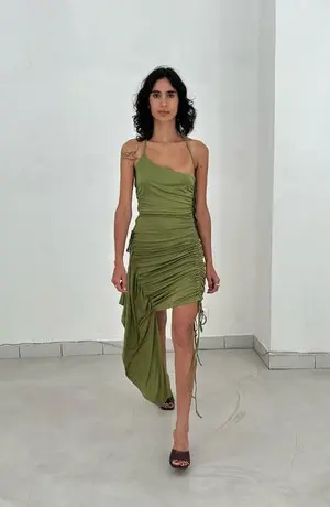 SAEMDI Mary Drawstring Halterneck Dress