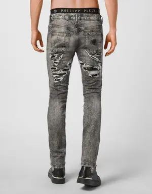 Philipp Plein Denim Slim Fit With Metal Mesh