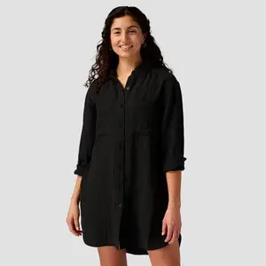 BACKCOUNTRY Long Cotton Gauze Long-sleeve Button-down - Black