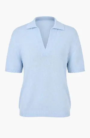 MODENAIRE Open Collar Short Sleeve Knit Polo