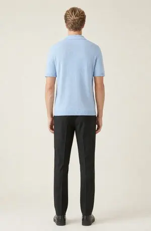MODENAIRE Open Collar Short Sleeve Knit Polo