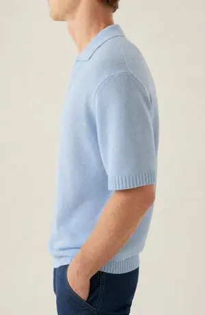 MODENAIRE Open Collar Short Sleeve Knit Polo