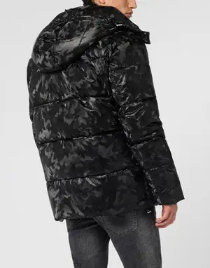 Philipp Plein Shiny Nylon Puffer Jacket Camouflage