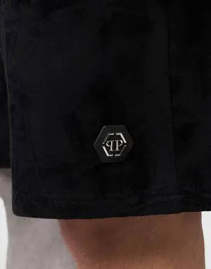 Philipp Plein Fleece Shorts All-over Dollar Skull