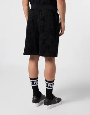 Philipp Plein Fleece Shorts All-over Dollar Skull