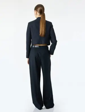 Koton Manadarin Collar Long Sleeve Napoleon Jacket With Button Detail