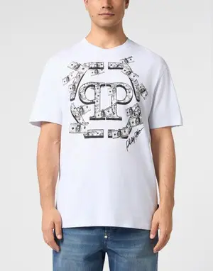 Philipp Plein Round Neck T-shirt Dollar Hexagon - White
