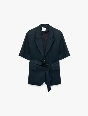 Koton Relaxed Fit Short Sleeve Belted Blazer