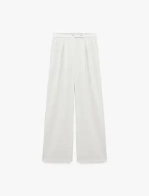 Koton Linen Blend Mid Rise Tailored Wide Leg Pants