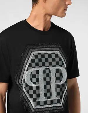 Philipp Plein Jersey T-shirt Round Neck Ss Strass Hexagon