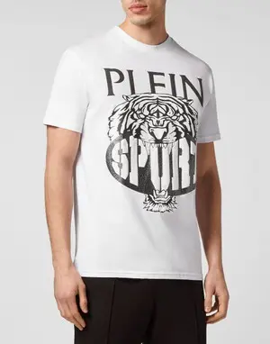 PLEIN SPORT T-shirt Round Neck Ss Tiger - White/black