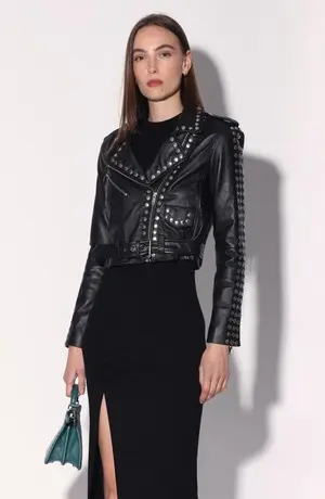 Walter Baker Avery Studded Leather Jacket - Black
