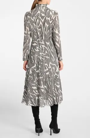 Santorelli Irina Ruffle-neck Buttoned Midi Dress