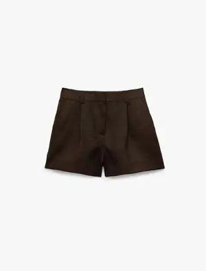 Koton Structured Linen Blend Tailored Shorts With Pleat