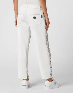 Philipp Plein Denim Trousers Mom Fit Crystal