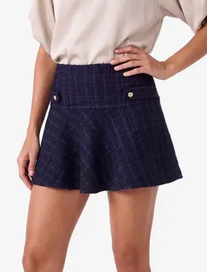 Koton Plaid Tweed Flared Mini Skirt