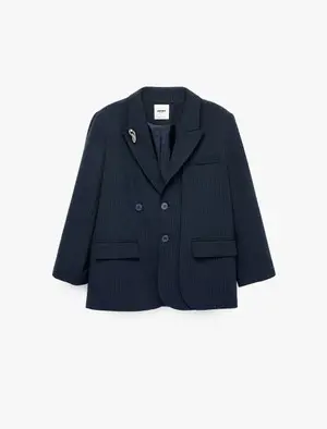 Koton Long Sleeve Double-breasted Pinstripe Blazer