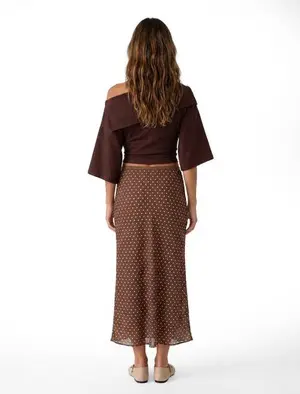 Koton Polka Dot Flared Midi Satin Skirt
