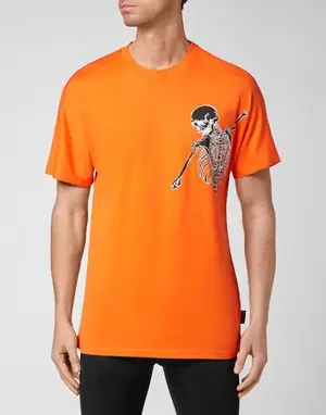 Philipp Plein Jersey T-shirt Round Neck Ss Skeleton - Orange