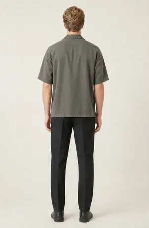 MODENAIRE Relaxed Fit Short Sleeve Camp Collar Button Down Shirt