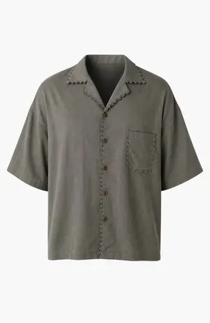 MODENAIRE Relaxed Fit Short Sleeve Camp Collar Button Down Shirt