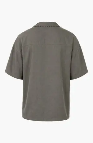 MODENAIRE Relaxed Fit Short Sleeve Camp Collar Button Down Shirt