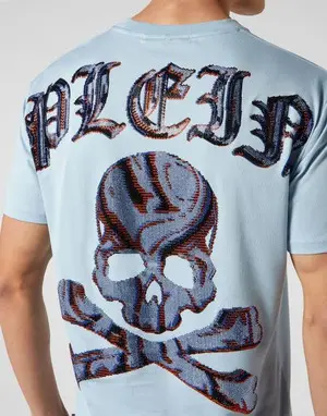Philipp Plein T-shirt Round Neck Ss Skull&amp;bones - Lightblue