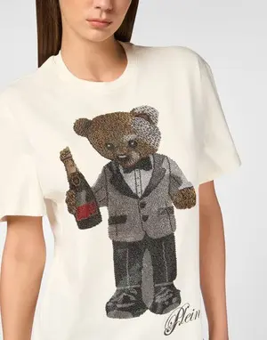 Philipp Plein Cotton Fit T-shirt Teddy Waiter Strass