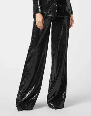 Philipp Plein Long Trousers Paillettes - Black
