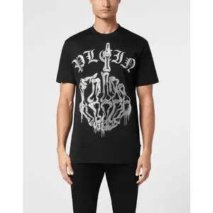 Philipp Plein T-shirt Round Neck Ss Stones Iconic Plein - Black