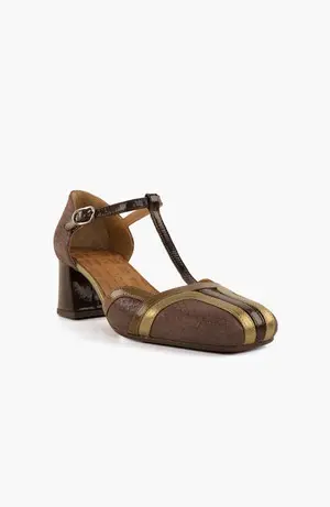 Chie Mihara Metallic Patent Leather Buckle Pump