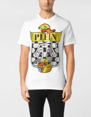 Philipp Plein T-shirt Round Neck Ss Tee Duck 1978 - White