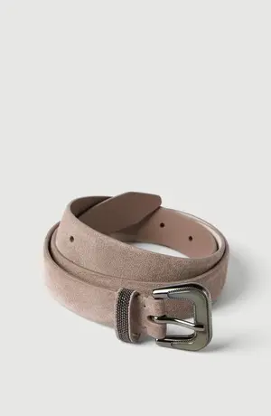 Brunello Cucinelli Suede Belt With Shiny Loop