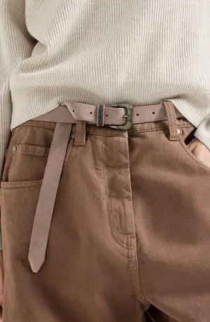 Brunello Cucinelli Suede Belt With Shiny Loop