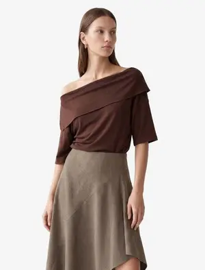 Koton Houndstooth Asymmetric Handkerchief Hem Midi Skirt
