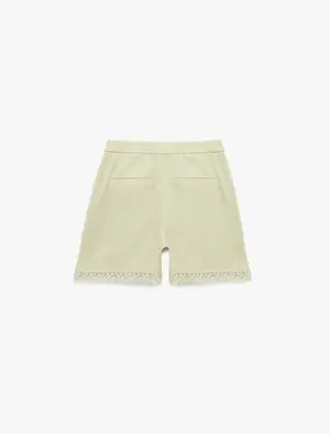 Koton Linen Blend Mid Rise Pocket Detail Shorts With Lace Trim