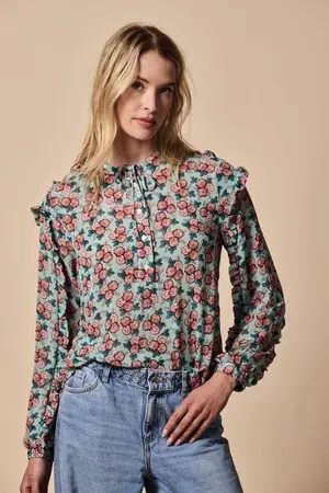 The Shirt By Rochelle Behrens The Robyn Shirt - Aqua Print